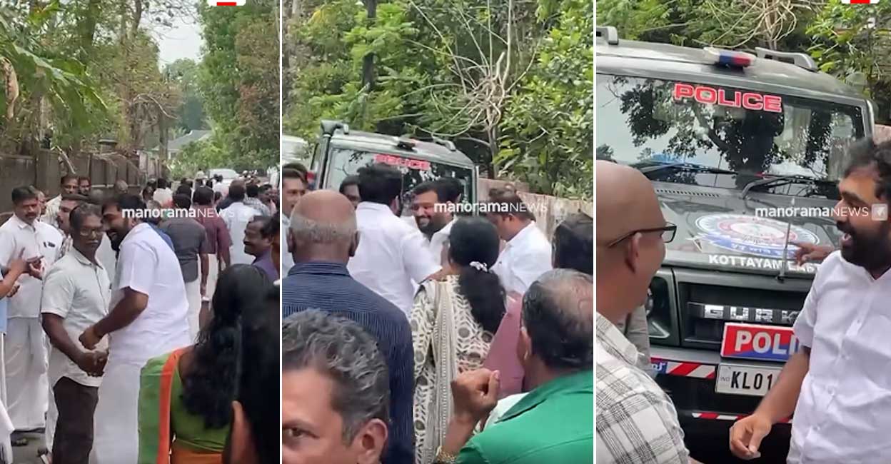 തന്റെ ഓഫിസിലേക്കുള്ള ബിജെപി പ്രതിഷേധ മാർച്ചിനെ സ്വീകരിച്ച് ചാണ്ടി ഉമ്മ ...