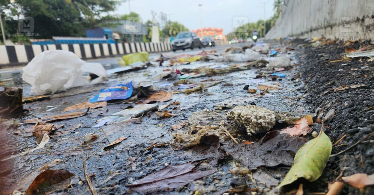 ദേശീയപാതയിൽ മലിനജലവും പ്ലാസ്റ്റിക് മാലിന്യങ്ങളും; നടപടി ...