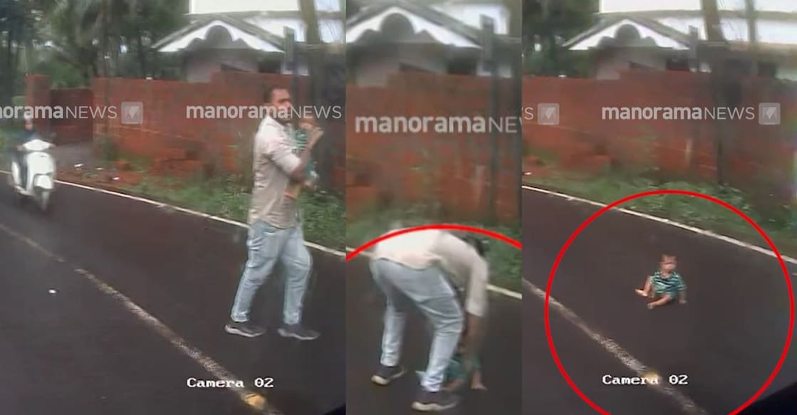 സ്വകാര്യ ബസ് പാഞ്ഞെത്തി; മുട്ടിലിഴയുന്ന കുഞ്ഞിനെ കണ്ടതോടെ ചവിട്ടി നി ...