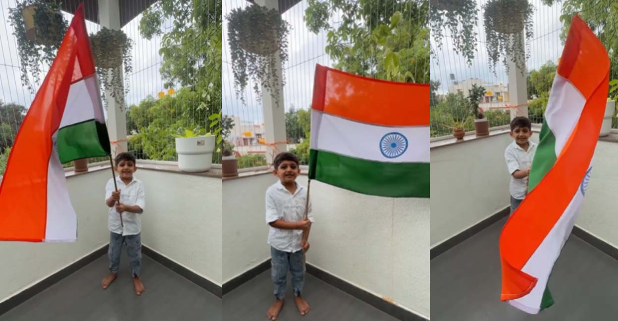 ദേശീയ പതാക ഉയർത്തി വീശി, സ്വാതന്ത്ര്യദിനം ആഘോഷിച്ച് കുഞ്ഞു റയാ ...