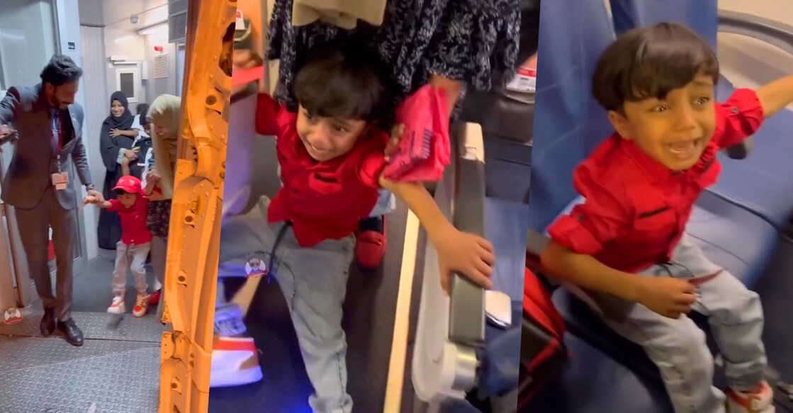 ബസ്സാണെന്ന് പറഞ്ഞ് വിമാനത്തിൽ കയറ്റി, പേടിച്ചു വിറച്ച് കുഞ്ഞ്; കമന്റ് ...