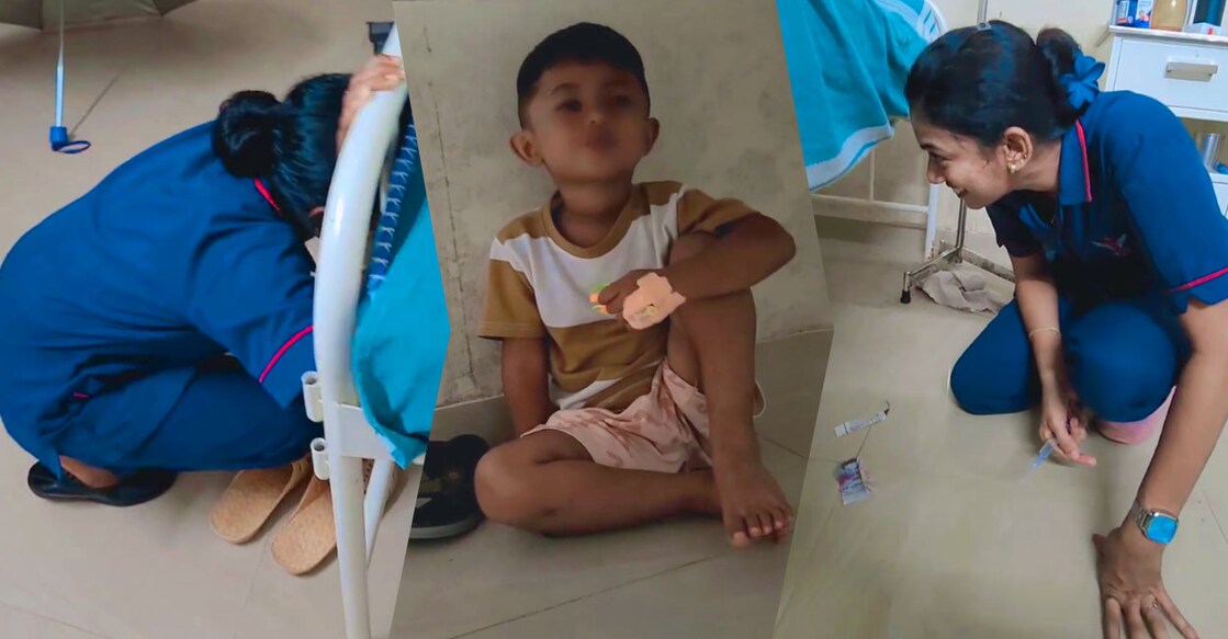 ഇഞ്ചക്ഷൻ എടുക്കാൻ വന്ന നഴ്സുമാരെ പറ്റിച്ച് കട്ടിലിന് അടിയിൽ കുഞ്ഞ് ...