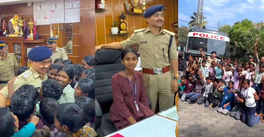 ജില്ല പൊലീസ് മേധാവിയുടെ കസേരയിൽ മാറി മാറി ഇരുന്ന് വിദ്യാർഥിക ...