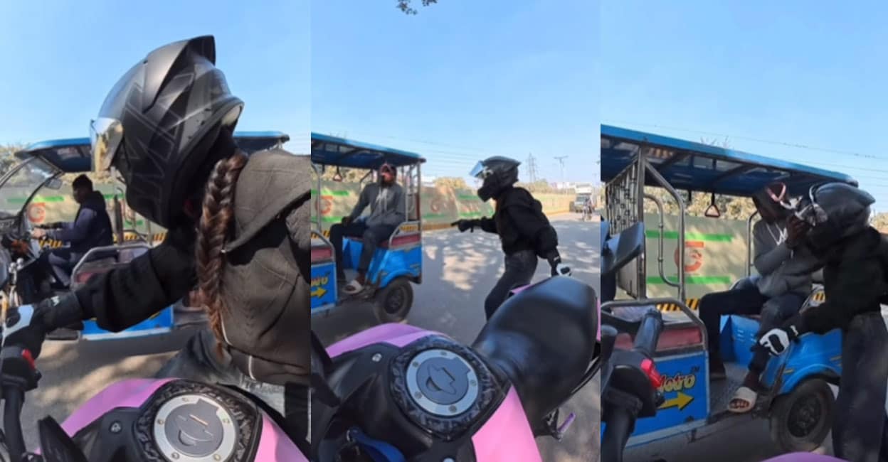 വനിതാ ബൈക്ക് റൈഡർക്ക് നേരെ അശ്ലീല ആംഗ്യം, തടഞ്ഞു നിർത്തി മുഖത്തടിച്ച് ...