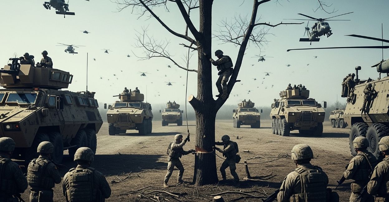 ഒരു മരം വെട്ടാൻ...813 സൈനികർ, യുദ്ധവിമാനങ്ങൾ, 27 ഹെലികോപ്റ്ററുക ...