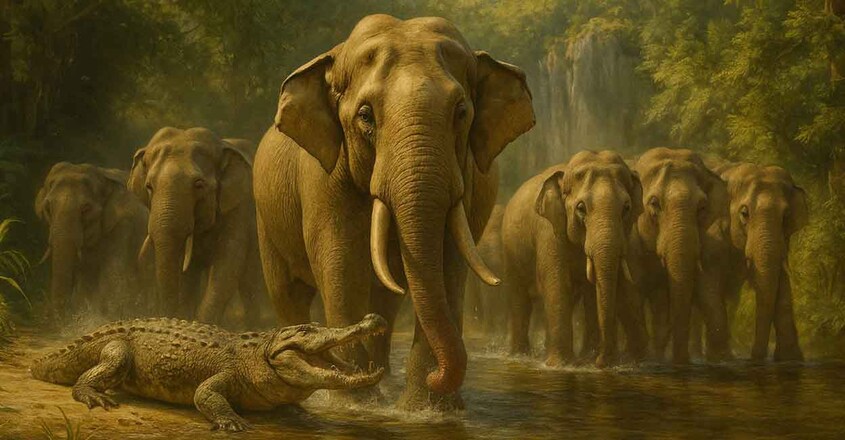 മുതലപ്പൂട്ടിൽപ്പെട്ട ആനരാജാവ്; രക്ഷിക്കാനെത്തിയ മഹാവിഷ്ണു ...