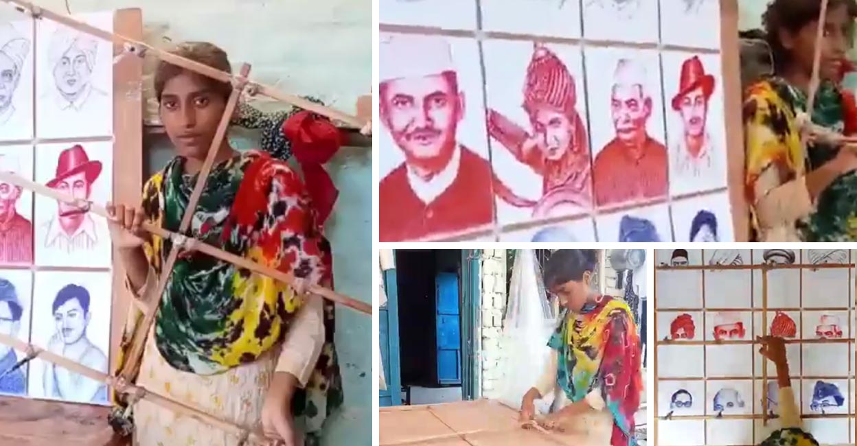 ഒരു കൈകൊണ്ട് ഒരേ സമയം 15 ഛായാചിത്രങ്ങൾ വരച്ച് പെൺകുട്ടി; അഭിന്ദനവുമായി ...