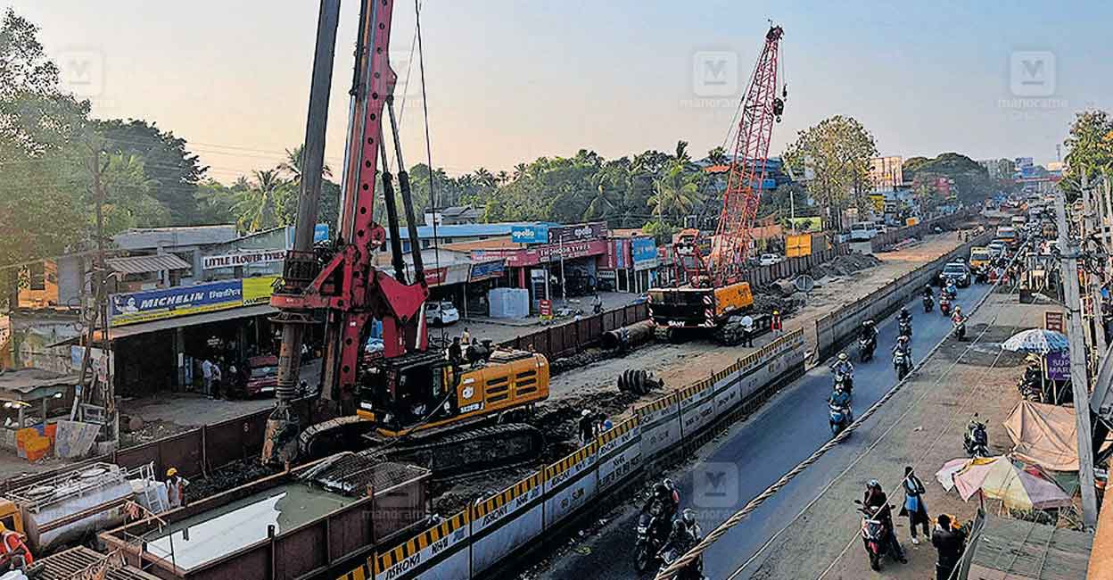 ഉയരപ്പാത നിർമാണം: പില്ലറുകൾ സ്ഥാപിക്കുന്ന ജോലി തുടങ്ങി; 1.5 കിലോമീറ്ററി ...