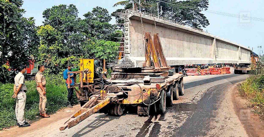 ഗർഡറുമായി പോയ പുള്ളർ ലോറി തകരാറിലായി: രണ്ടര മണിക്കൂർ ഗതാഗതം മുടങ്ങി ...