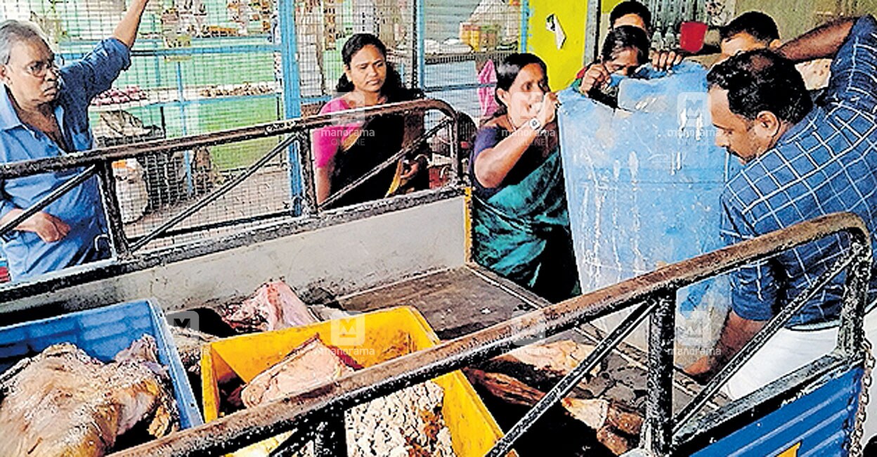 വിൽപനയ്ക്കു സൂക്ഷിച്ച പഴകിയ ഇറച്ചി പിടികൂടി
