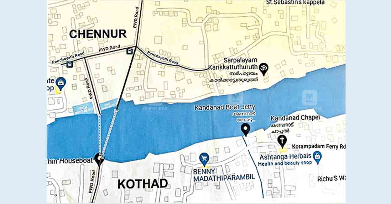 ചേന്നൂർ-കോതാട് പാലത്തിന്റെ പുതിയ അലൈൻമെന്റ്; 7 കുടുംബങ്ങൾ ആശങ്കയിൽ
