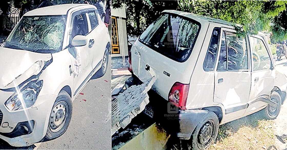 നിയന്ത്രണം വിട്ട കാർ 3 വാഹനങ്ങളിൽ ഇടിച്ചു