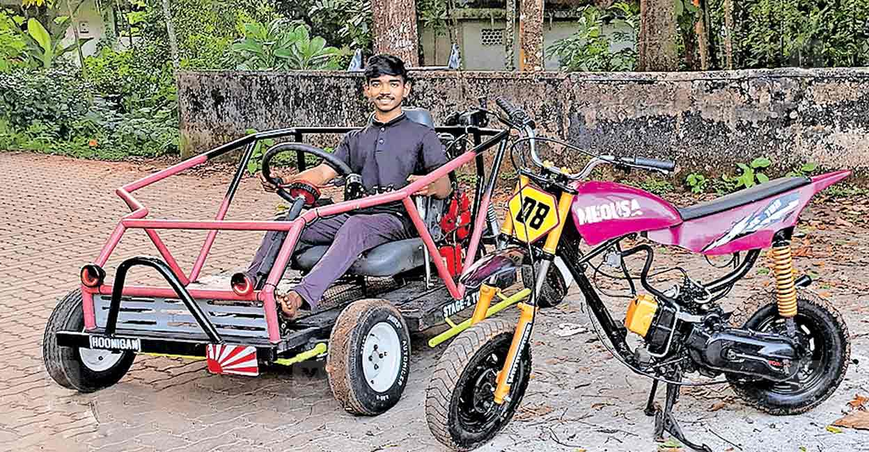 ആക്രി സാധനങ്ങളിൽ നിന്നു ബഗ്ഗി കാറും സ്പോർട്സ് ബൈക്കും നിർമിച്ച് വിദ്യാ ...