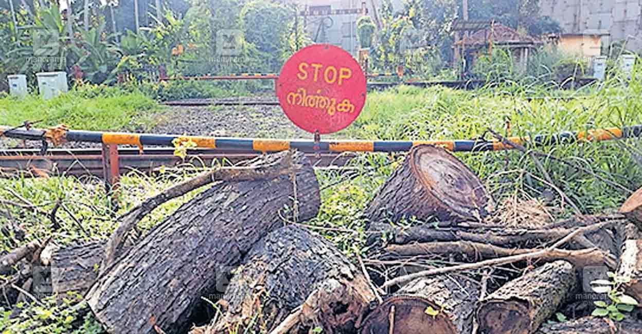 കാരോത്ത് റെയിൽവേ ഗേറ്റ് അടച്ചു; വില്ലേജ് ഓഫിസിലേക്കുള്ള വഴി ...