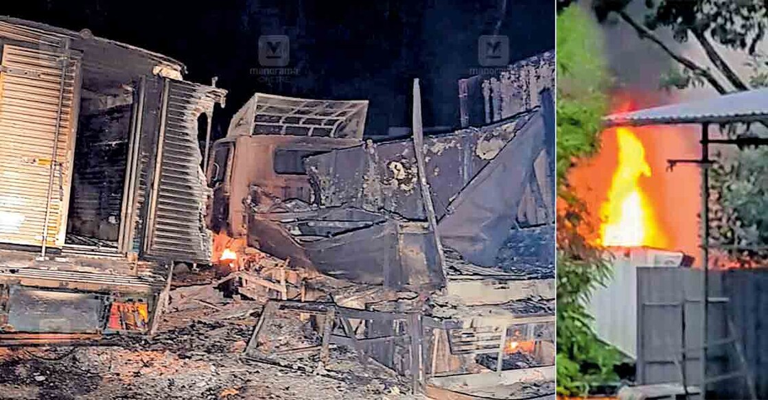 അമ്പായത്തോട് സംഘർഷം: ആകാശത്ത് നാറ്റപ്പുക; പ്ലാന്റിലെ 11 വാഹനങ്ങൾ കത്തിനശിച്ചു | Fresh Cut plant ...