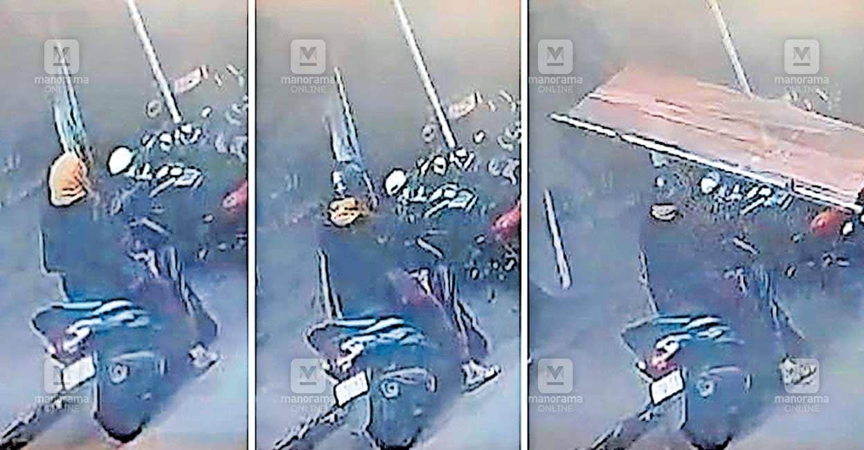 അലുമിനിയം ഷീറ്റ് കാറ്റിൽവീണു; ഹെൽമറ്റ് തല കാത്തു - വിഡിയോ | Malappuram district news ...