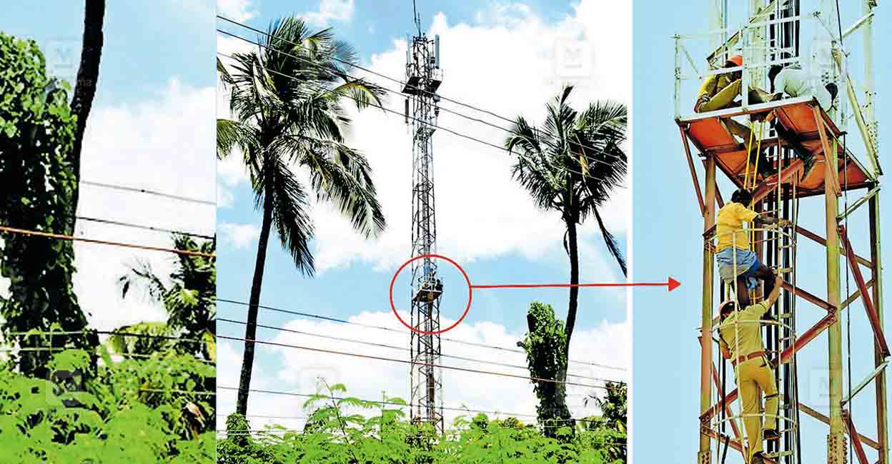 സുഹൃത്തുക്കളുമായി തർക്കം: 80 അടി ഉയരത്തിലുള്ള മൊബൈൽ ടവറിൽ കയറി ...