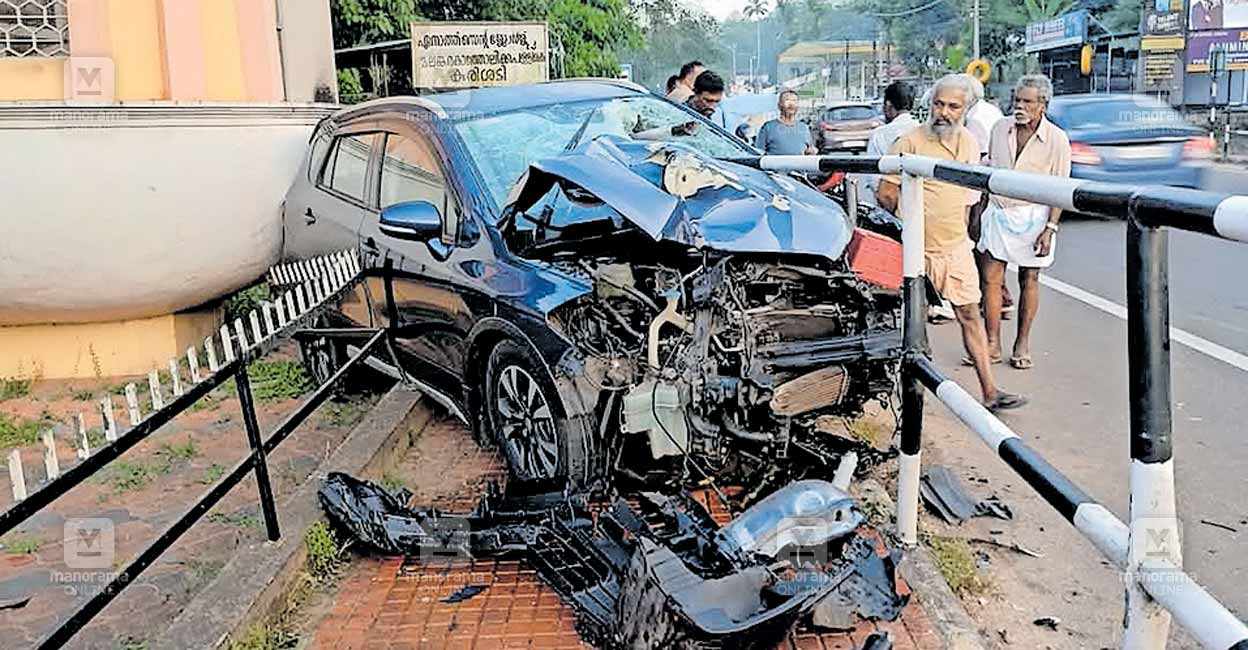 സുരക്ഷാവേലിയിൽ കാർ ഇടിച്ച് ഏനാത്ത് അപകടം | Enath accidents | MC Road accidents | Kerala road ...