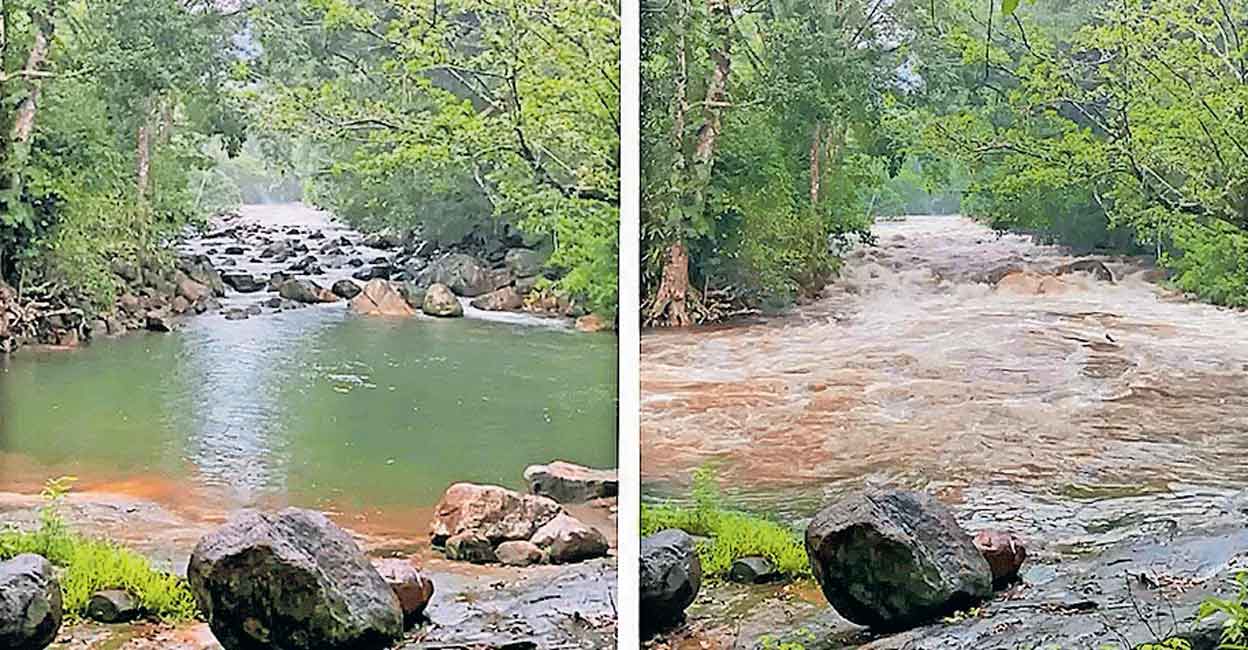 ഒരു മണിക്കൂറോളം ശക്തമായ മഴ; സെക്കന്റുകൾക്കുള്ളിൽ മലവെള്ളം ഇരച്ചെത്തി ...