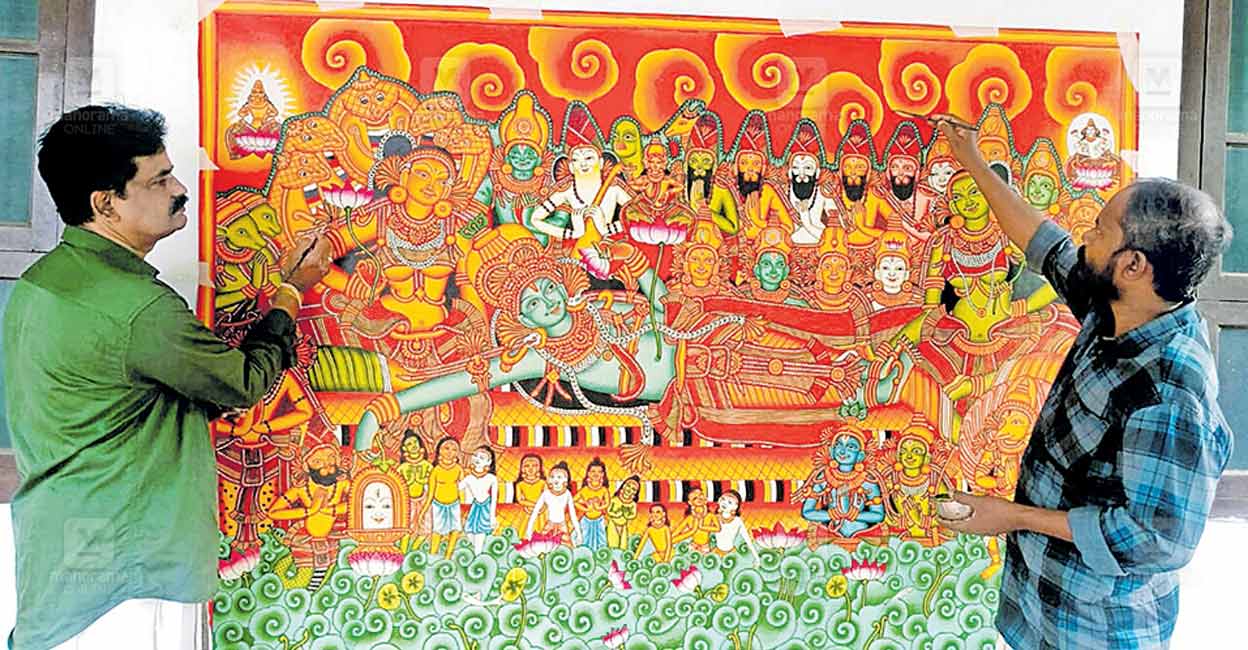 ഭൂലോക വൈകുണ്ഠം ചുമർചിത്രം പൂർത്തിയായി | Kerala Mural | Mural Painting ...