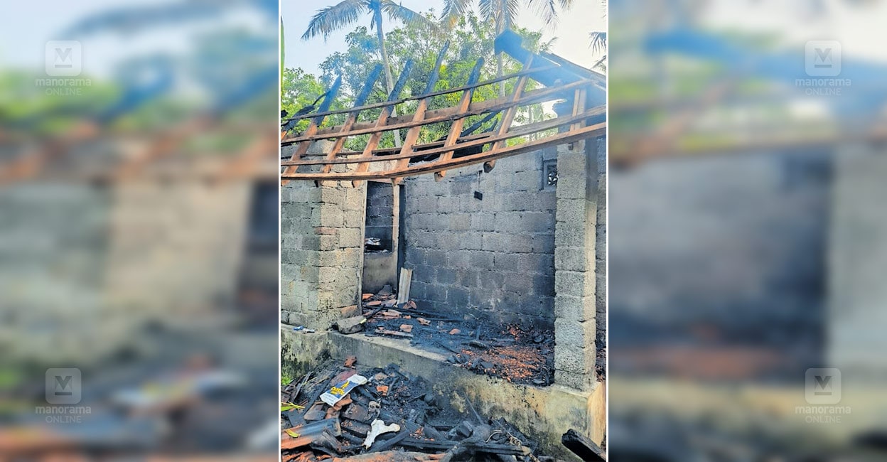 തിണ്ടി പണ്ടറക്കാട് മാധവൻ പീടിക പരിസരത്ത് വീട് പൂർണമായി കത്തിനശിച്ചു ...
