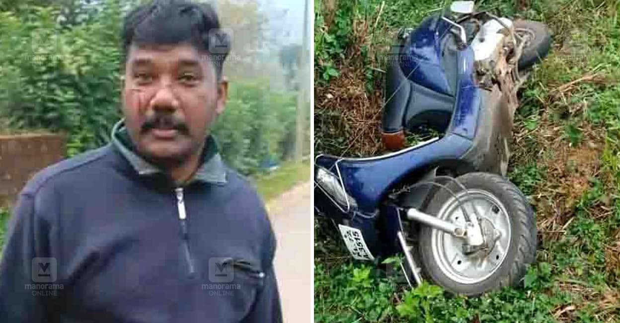 സ്‌കൂട്ടര്‍ യാത്രികന് നേരെ കാട്ടാനയുടെ ആക്രമണം; ഓടിയടുത്ത ആന സ്കൂട്ട ...