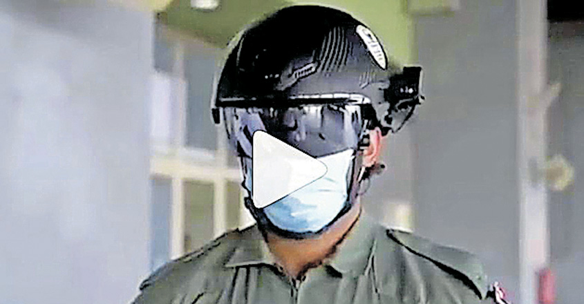 കോവിഡ് 19 ബാധിതരെ കണ്ടെത്തും ഹെൽമറ്റുമായി ദുബായ്– വിഡിയോ