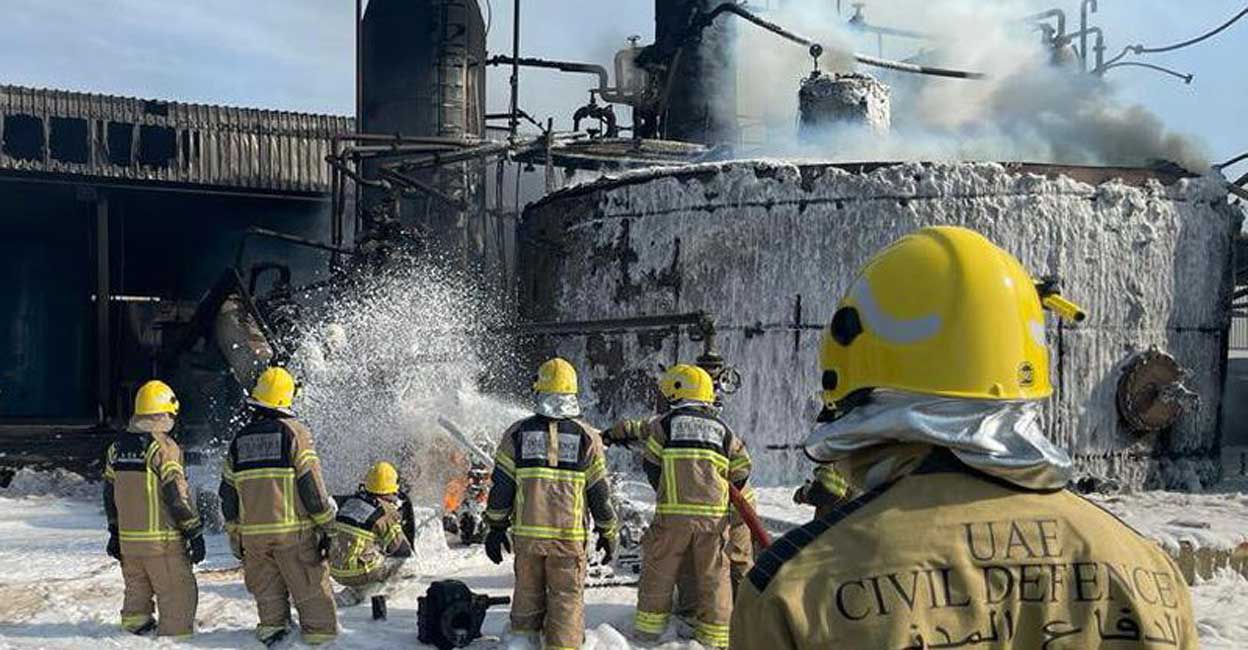 റാസൽഖൈമയിലെ എണ്ണ ഫാക്ടറിയിൽ തീപിടിത്തം | Fire breaks out at Ras Al ...