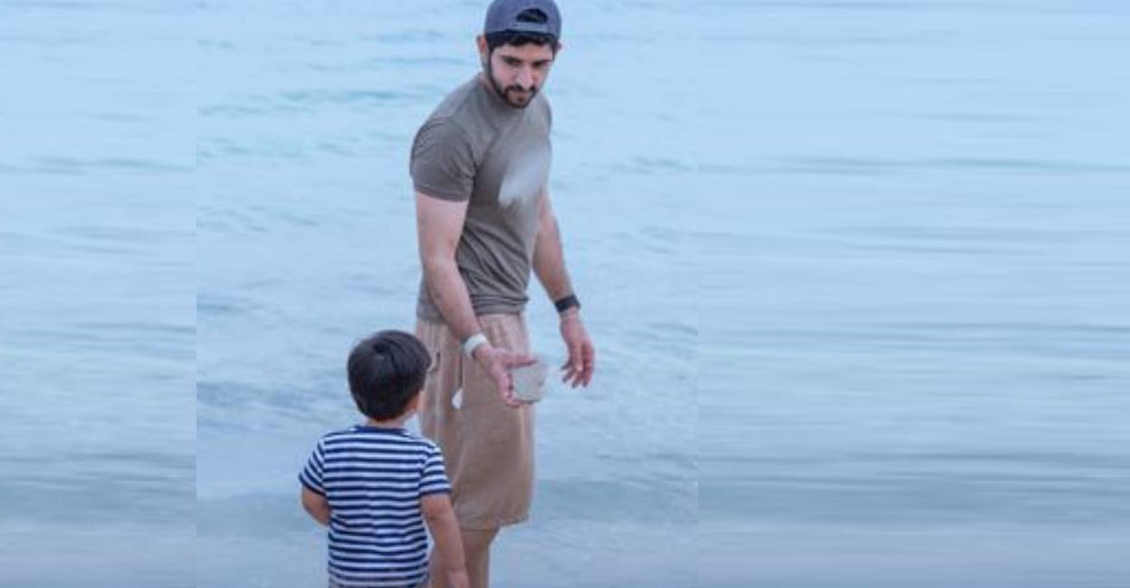 ഇരട്ടക്കുട്ടികൾക്കൊപ്പം കടലിന്‍റെ ഭംഗി ആസ്വദിച്ച് ദുബായ് കിരീടാവകാശി ...