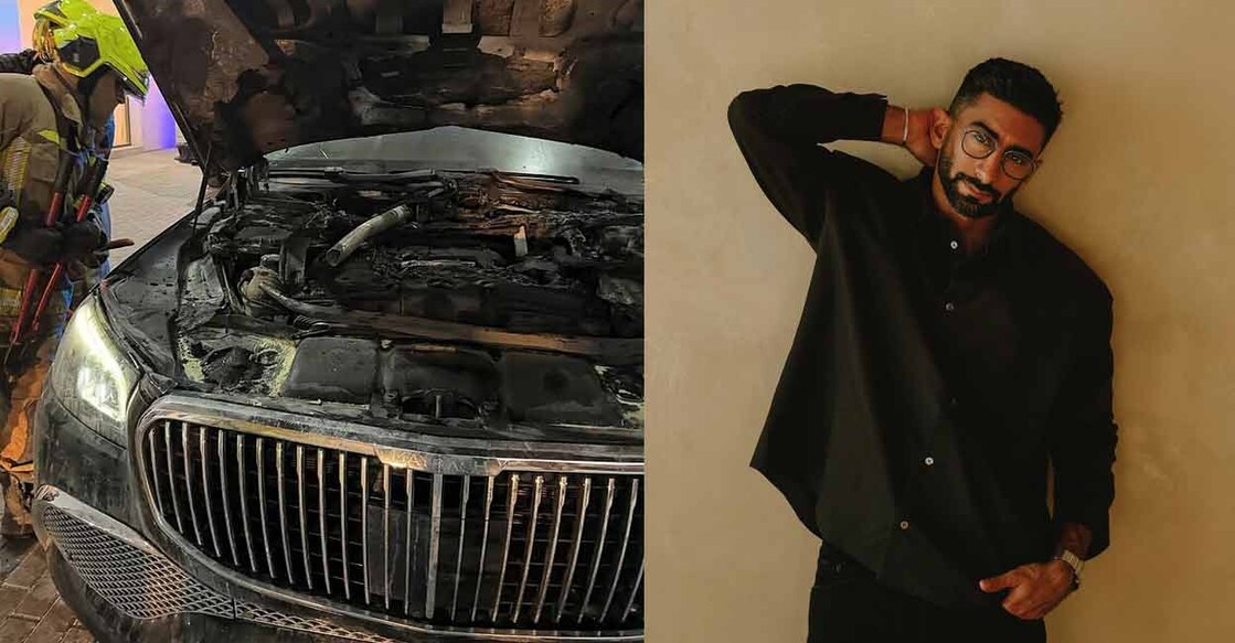 ദുബായിലെ പ്രമുഖ അവതാരകന്റെ ആഡംബര കാറിന് തീപിടിച്ചു സംഭവം ചിത്രീകരണം പൂ ...