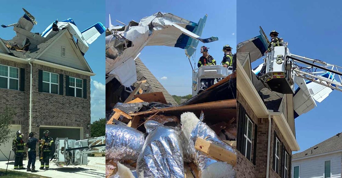 നിയന്ത്രണം നഷ്ടമായി ചെറുവിമാനം; വന്നുപതിച്ചത് വീടിന്റെ മേൽക്കൂരയിലേക്ക്