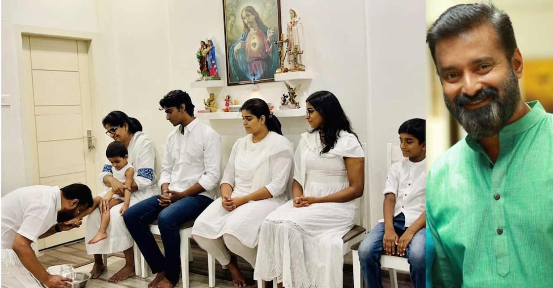 പെസഹാ ദിനത്തിൽ കുടുംബത്തോടൊപ്പം കാൽകഴുകൽ ശുശ്രൂഷ നടത്തി സിജോയ് വർഗീസ് ...