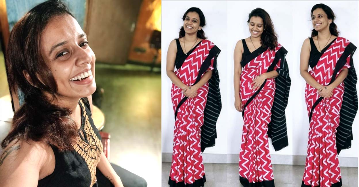 കോട്ടൺ സാരിക്കൊപ്പം സ്ലീവ്‌ലെസ് ബ്ലൗസ്; പുത്തൻ ലുക്കിൽ തിളങ്ങി സിത്താര ...