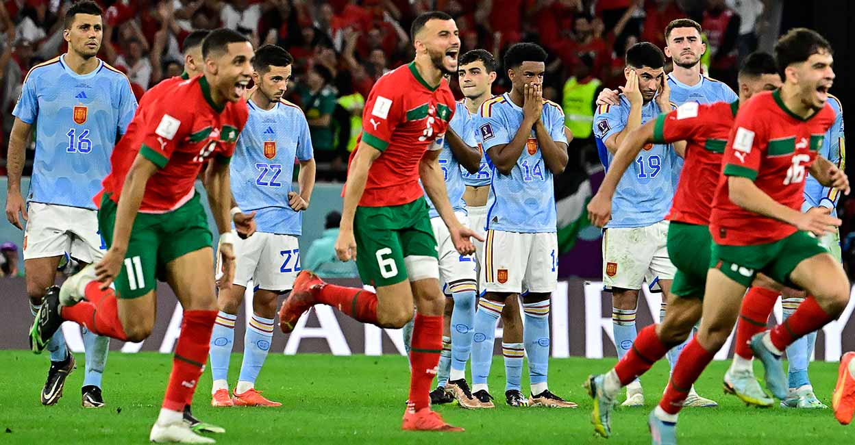 1000 പെനൽറ്റി, പാസ് എന്നിട്ടും സ്പെയിൻ തോറ്റു! spain vs morocco match ...