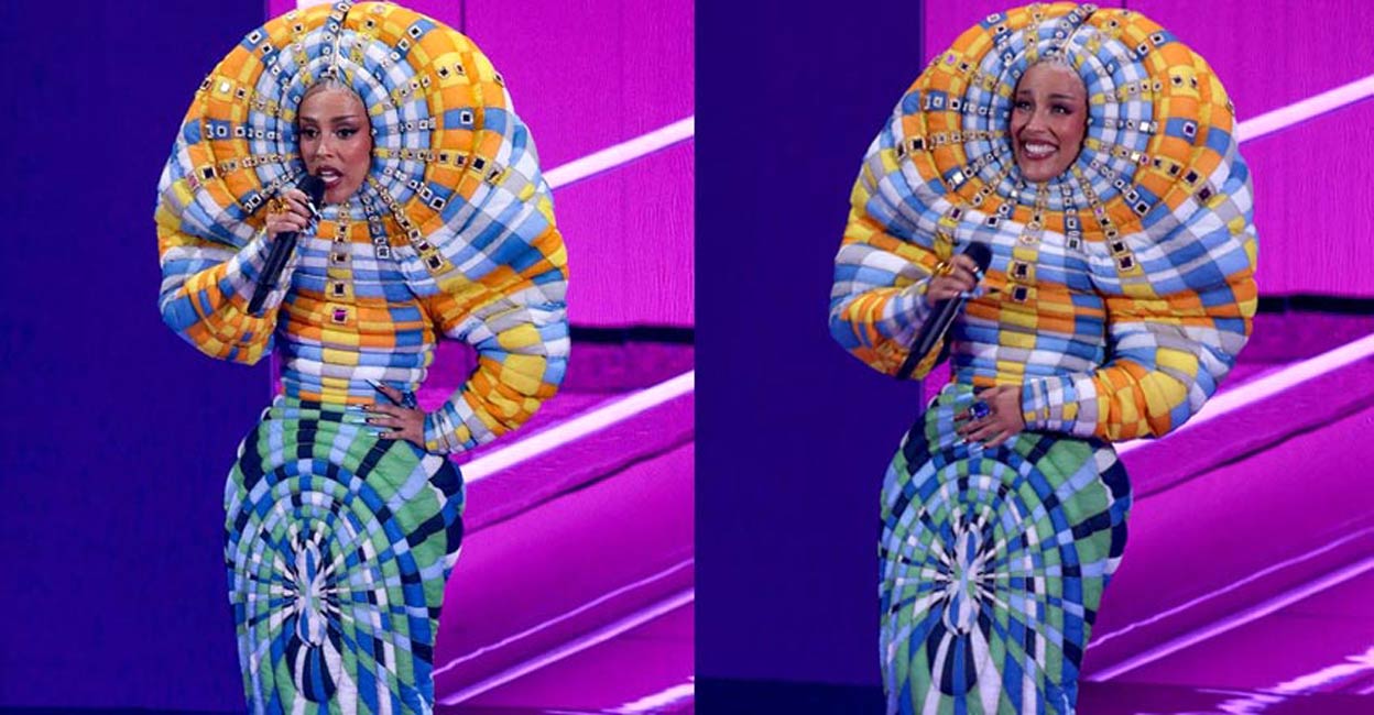 ദോജാ ക്യാറ്റ് വേദിയിലെത്തി, പുഴുവിനെപ്പോലെ! | Doja Cat | Worm Costume ...