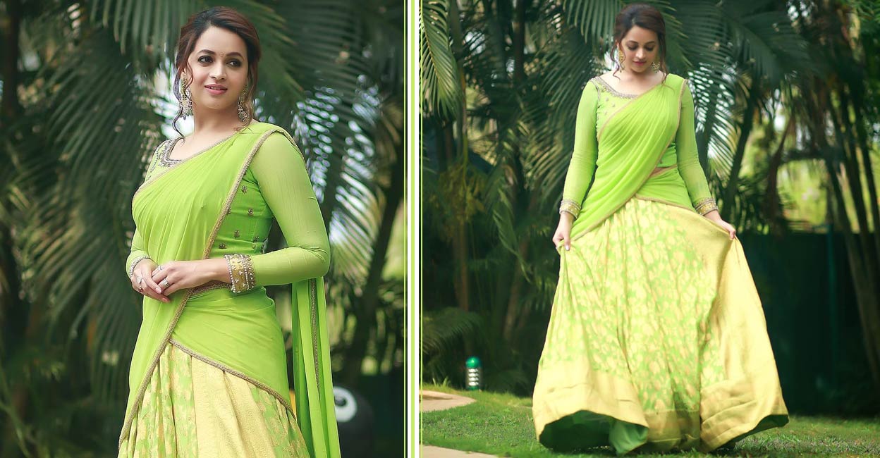 ഇളംപച്ച ദാവണിയിൽ ഹൃദയം കവർന്ന് ഭാവന | Actress Bhavana | Green Dhavani ...